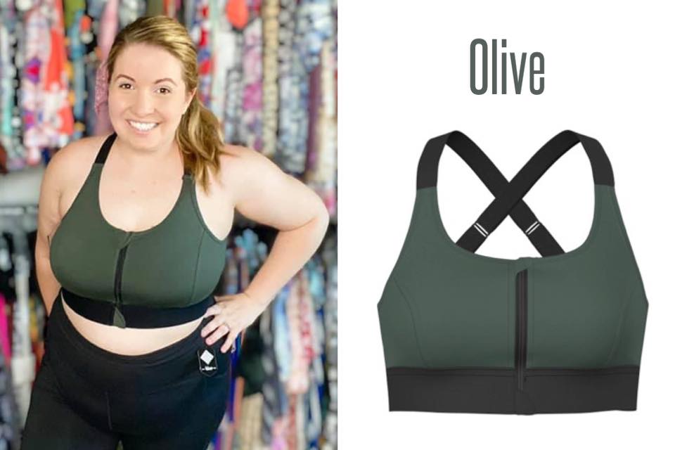 CONSISTENT SPORTS BRA ZIPPER - OLIVE