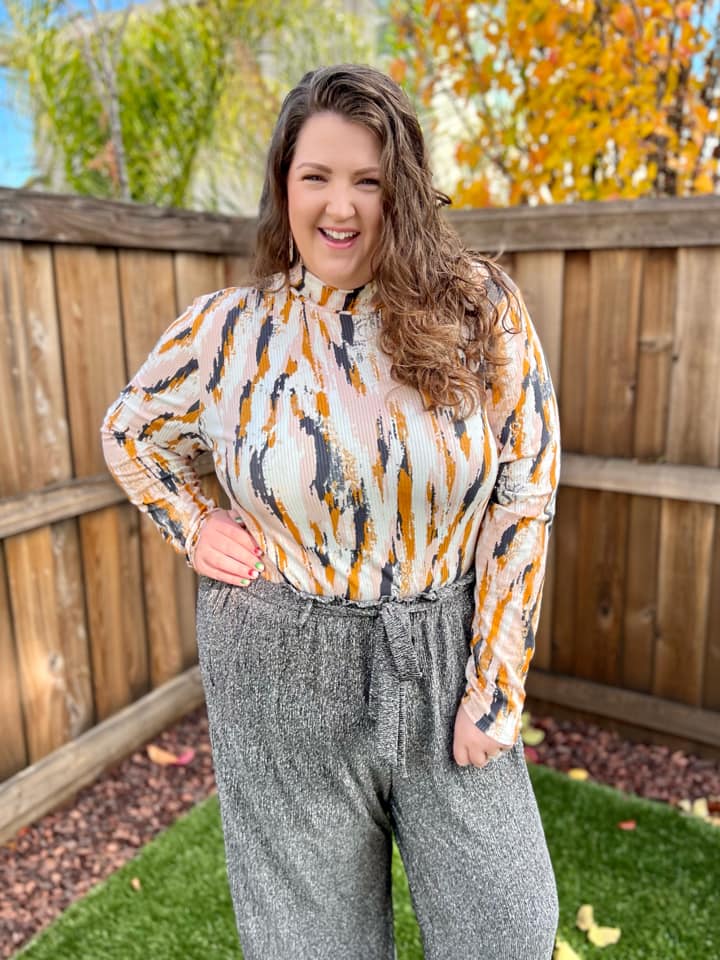 PENELOPE MOCK TURTLENECK LONG SLEEVE SAFARI