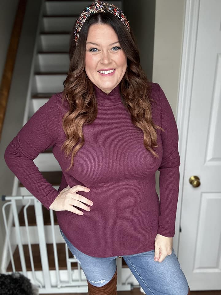 PENELOPE MOCK TURTLENECK LONG SLEEVE PLUM